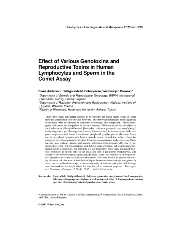 (PDF) Effect of various genotoxins and reproductive toxins in human ...