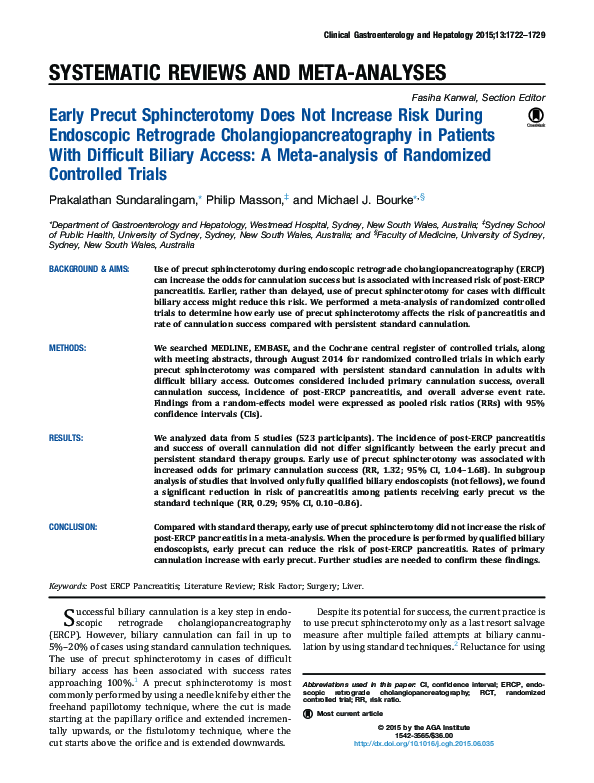 (PDF) Early Precut Sphincterotomy Does Not Increase Risk During ...