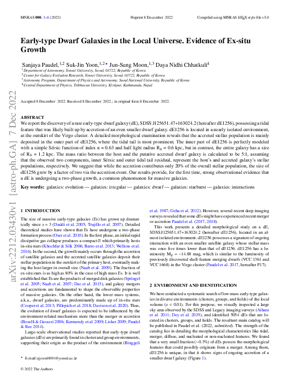 (PDF) Early-type Dwarf Galaxies in the Local Universe. Evidence of Ex ...