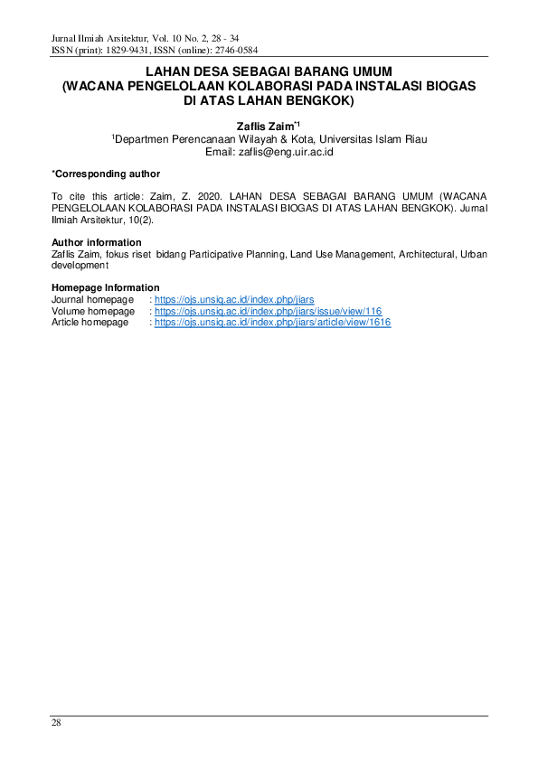 (PDF) Lahan Desa Sebagai Barang Umum (Wacana Pengelolaan Kolaborasi ...