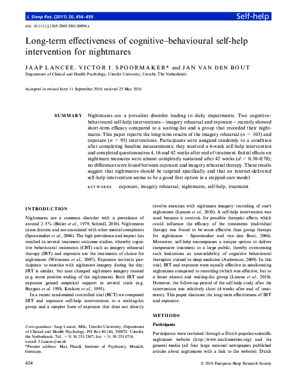 (PDF) Long-term effectiveness of cognitive-behavioural self-help ...