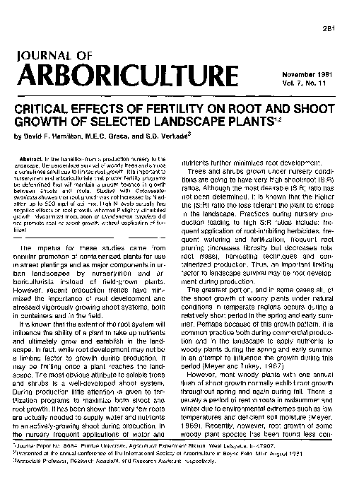 (PDF) Critical Effects of Fertility on Root and Shoot Growth of ...