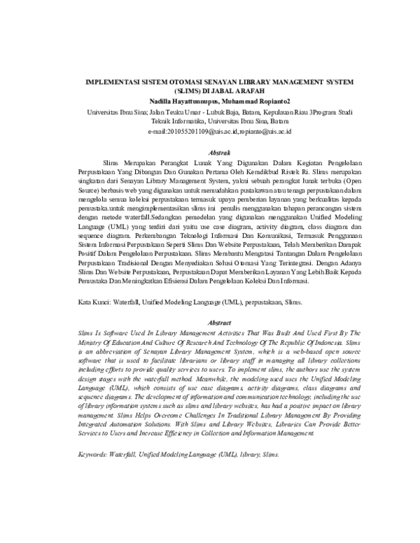 (DOC) IMPLEMENTASI SISTEM OTOMASI SENAYAN LIBRARY MANAGEMENT SYSTEM ...
