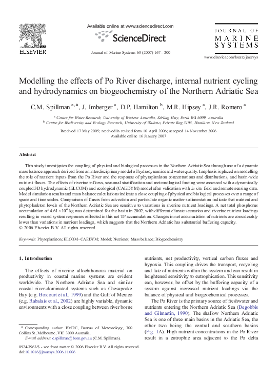 (PDF) Modelling the effects of Po River discharge, internal nutrient ...