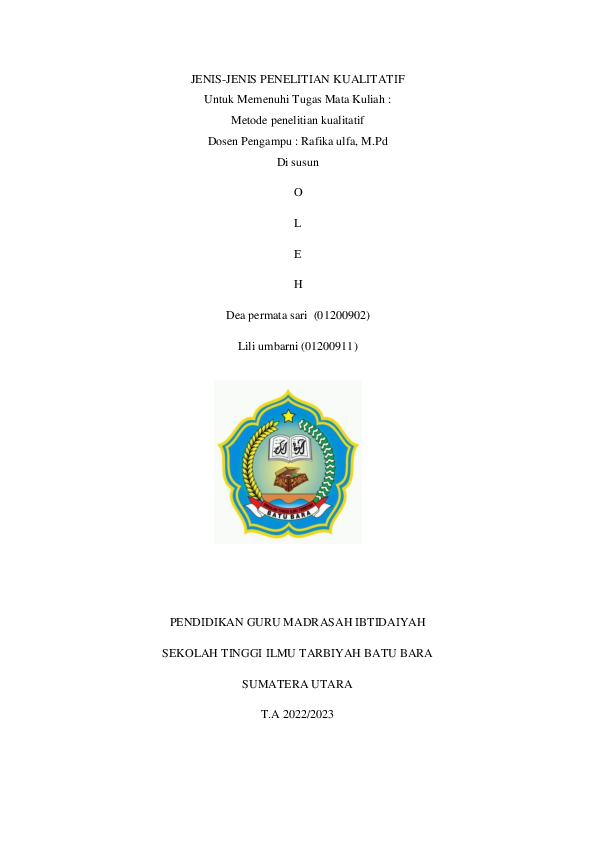 (PDF) JENIS-JENIS PENELITIAN KUALITATIF Untuk Memenuhi Tugas Mata ...