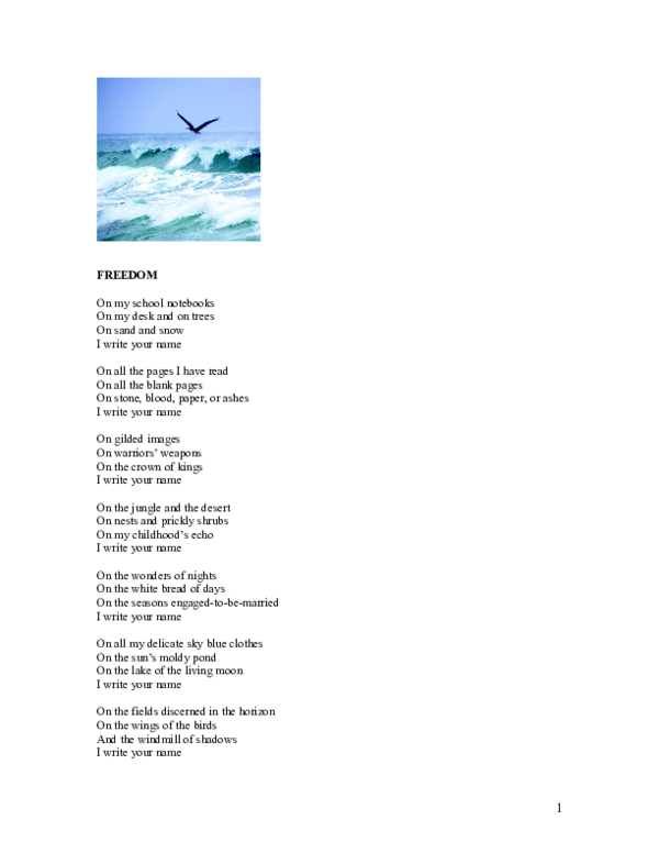 (DOC) THE PAUL ÉLUARD POEM "LIBERTÉ" TRANSLATED INTO ENGLISH AND GREEK ...