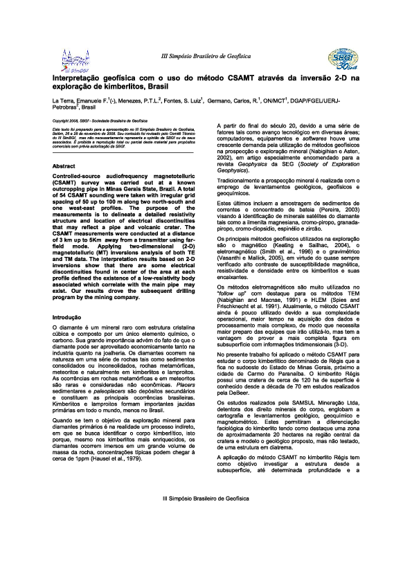 (PDF) Interpretação geofísica com o uso do método CSAMT através da ...