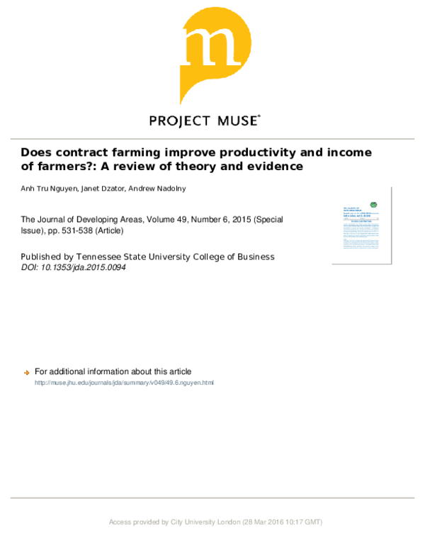 (PDF) Does contract farming improve productivity and income of farmers ...