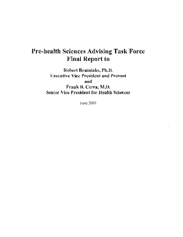 (PDF) Final Report of the Pre-Health Advising Task Force