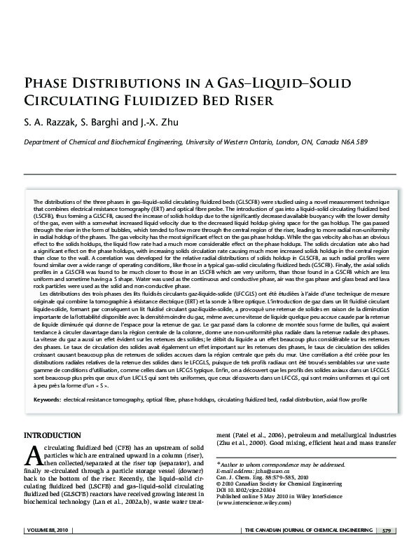 (PDF) Phase distributions in a gas-liquid-solid circulating fluidized bed riser