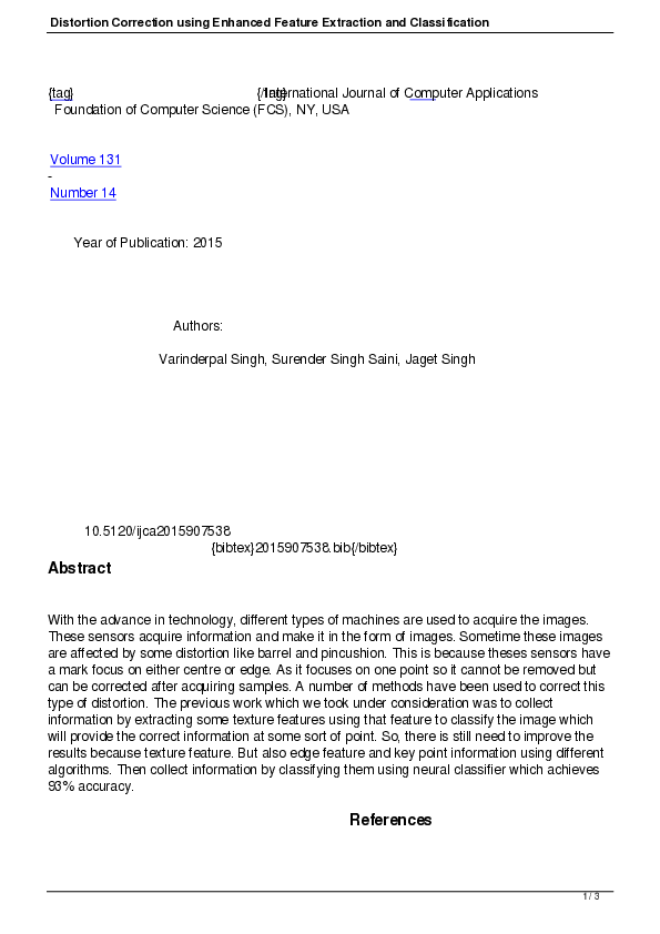 (PDF) Distortion Correction using Enhanced Feature Extraction and Classification