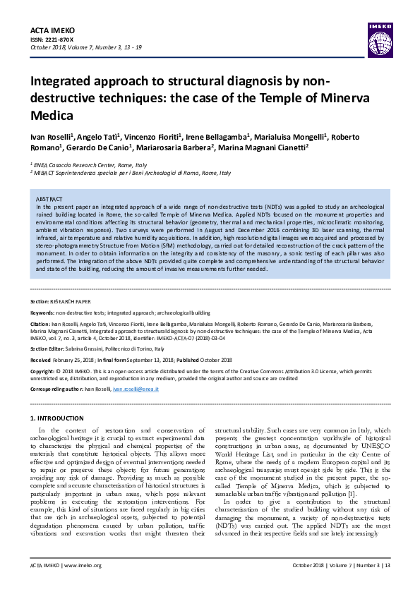 (PDF) Integrated approach to structural diagnosis by non-destructive ...