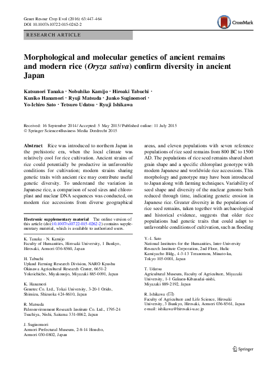 (PDF) Morphological and molecular genetics of ancient remains and ...