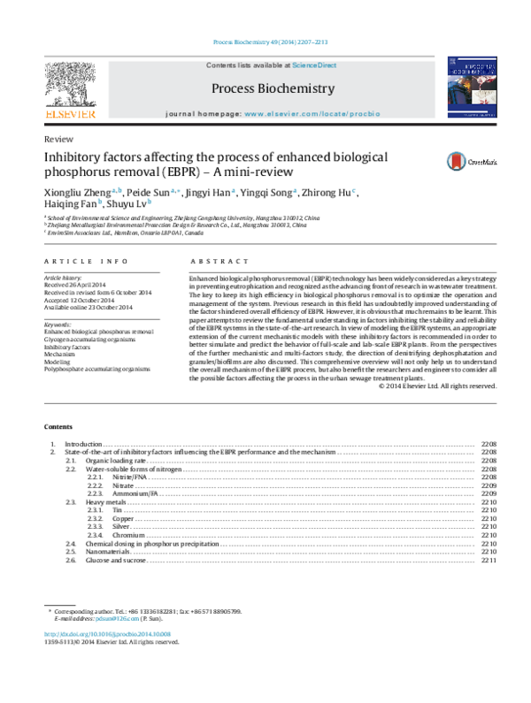(PDF) Inhibitory factors affecting the process of enhanced biological ...