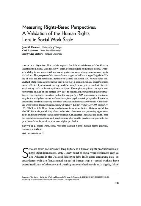 (PDF) Measuring Rights-Based Perspectives: A Validation of the Human ...