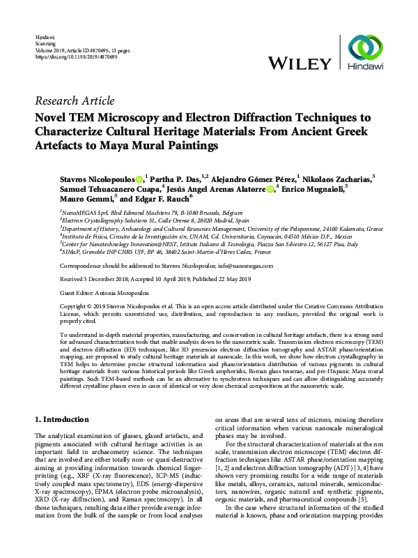 (PDF) Novel TEM Microscopy and Electron Diffraction Techniques to Characterize Cultural Heritage ...