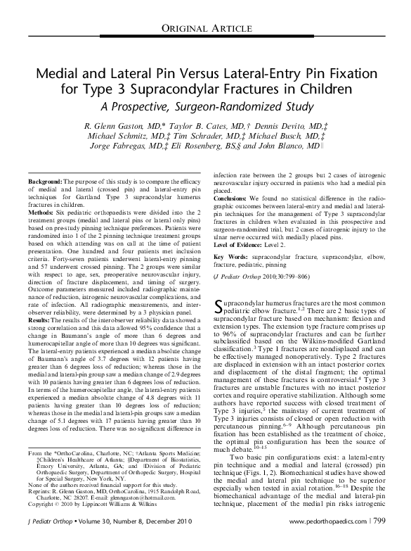 (PDF) Medial and Lateral Pin Versus Lateral-Entry Pin Fixation for Type ...