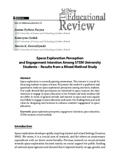 (PDF) Space Exploration Perception and Engagement Intention Among STEM ...