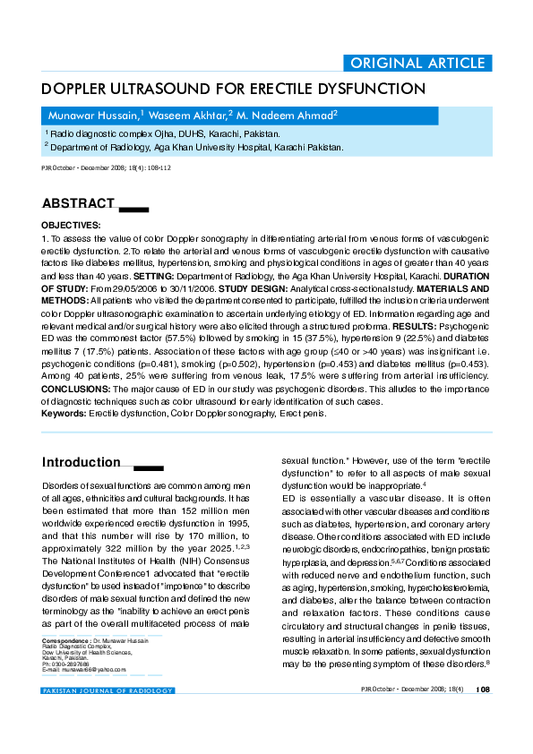 (PDF) Doppler Ultrasound for Erectile Dysfunction