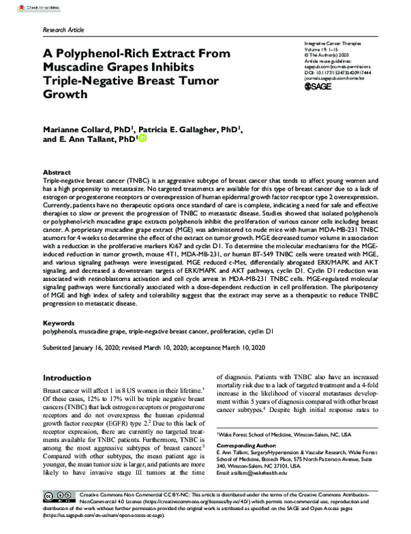 (PDF) A Polyphenol-Rich Extract From Muscadine Grapes Inhibits Triple ...
