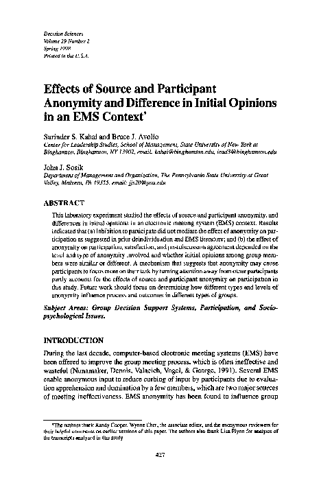 (PDF) Effects of Source and Participant Anonymity and Difference in ...