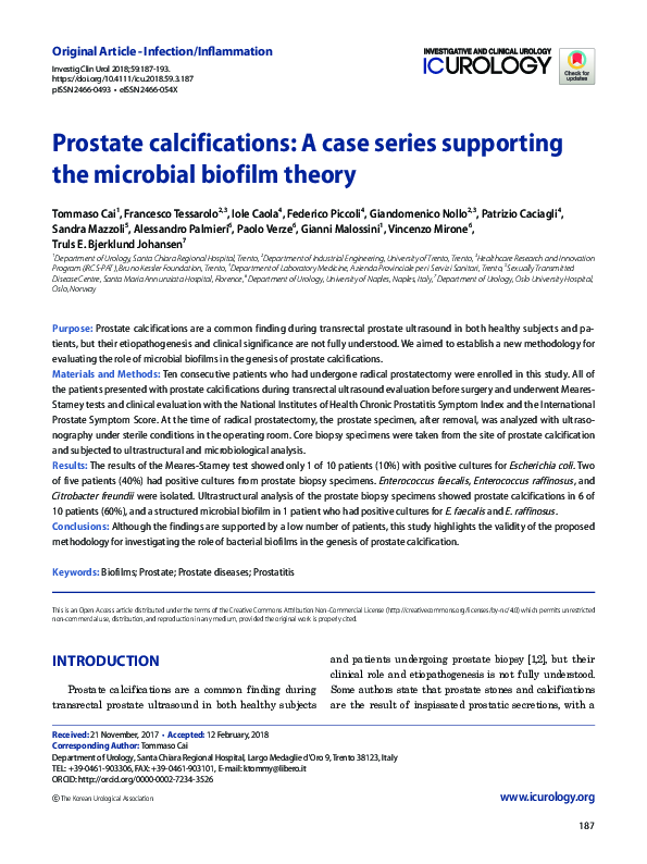 (PDF) Prostate calcifications: A case series supporting the microbial ...