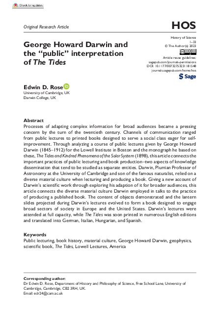 (PDF) George Howard Darwin and the "public" interpretation of The Tides ...