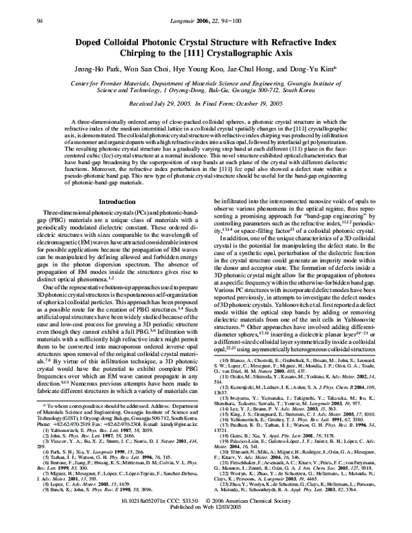 (PDF) Doped Colloidal Photonic Crystal Structure with Refractive Index ...