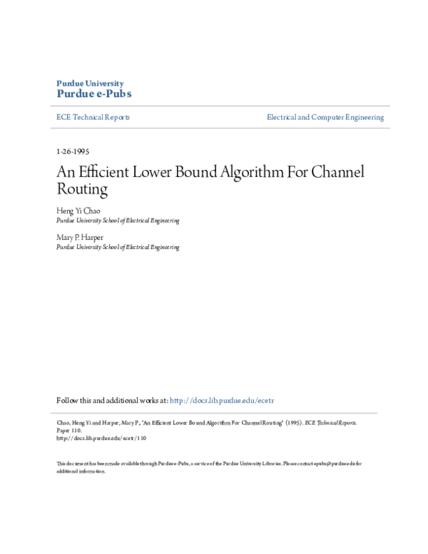 (PDF) An efficient lower bound algorithm for channel routing (PDF) An efficient lower bound algorithm for channel routing