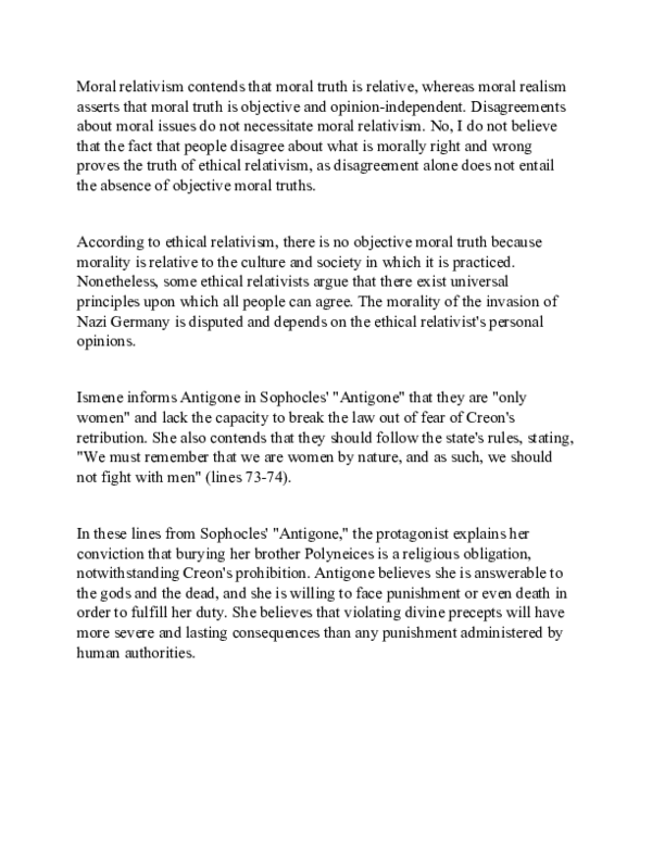 (DOC) Ethics & Morality and Antigone