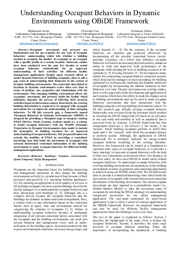 (PDF) Understanding Occupant Behaviors in Dynamic Environments using ...