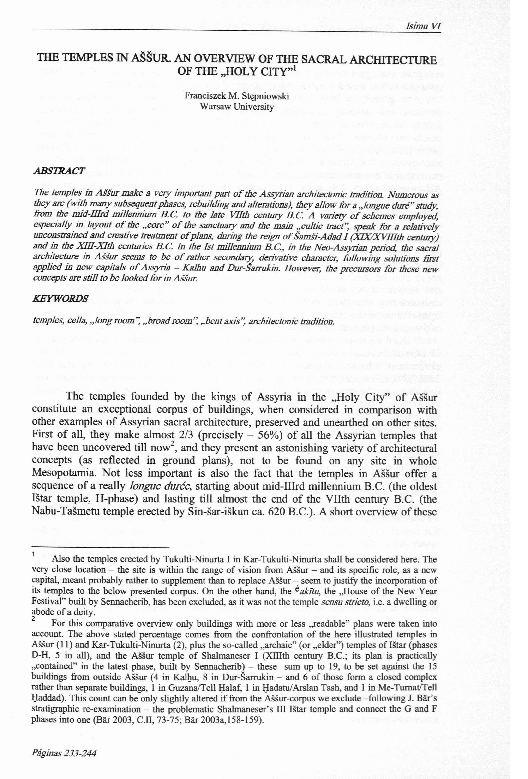 (PDF) The temples in Assur: an overview of the sacral architecture of ...