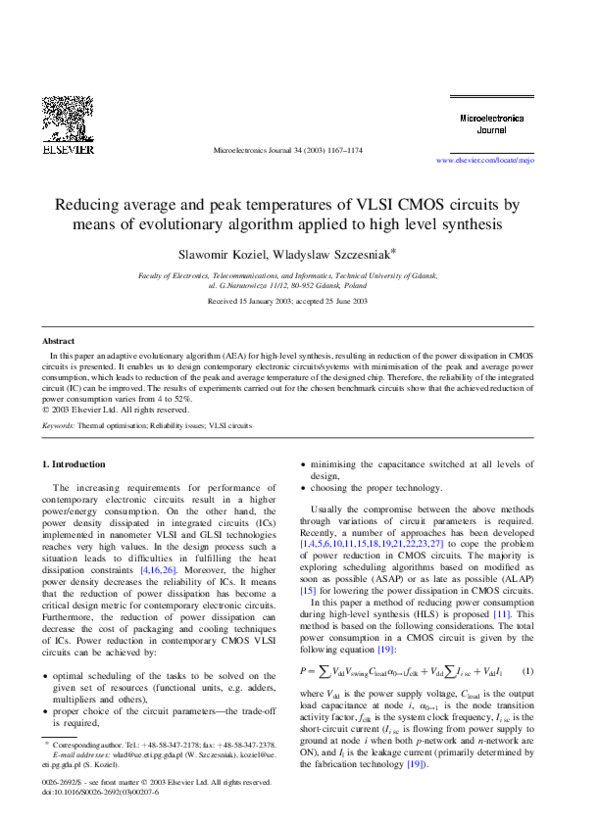 (PDF) Reducing average and peak temperatures of VLSI CMOS circuits by means of evolutionary ...