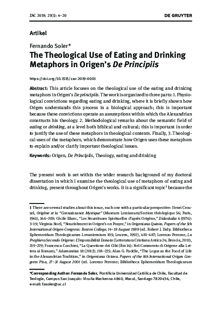 (PDF) The Theological Use of Eating and Drinking Metaphors in Origen’s ...