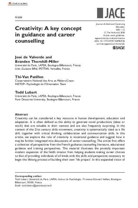(PDF) Creativity: A key concept in guidance and career counselling