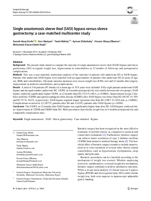 (PDF) Single anastomosis sleeve ileal (SASI) bypass versus sleeve ...