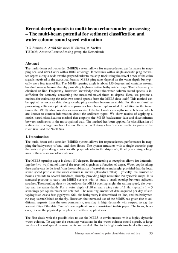 Pdf Recent Developments In Multibeam Echo Sounder Processing The Multibeam Potential For