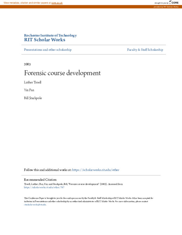 (PDF) Forensic course development (PDF) Forensic course development