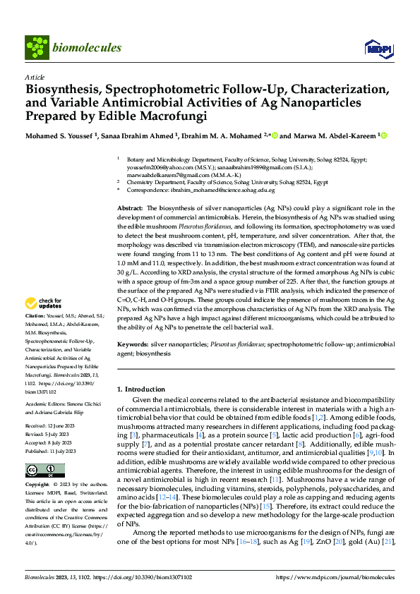 (PDF) Biosynthesis, Spectrophotometric Follow-Up, Characterization, and Variable Antimicrobial ...