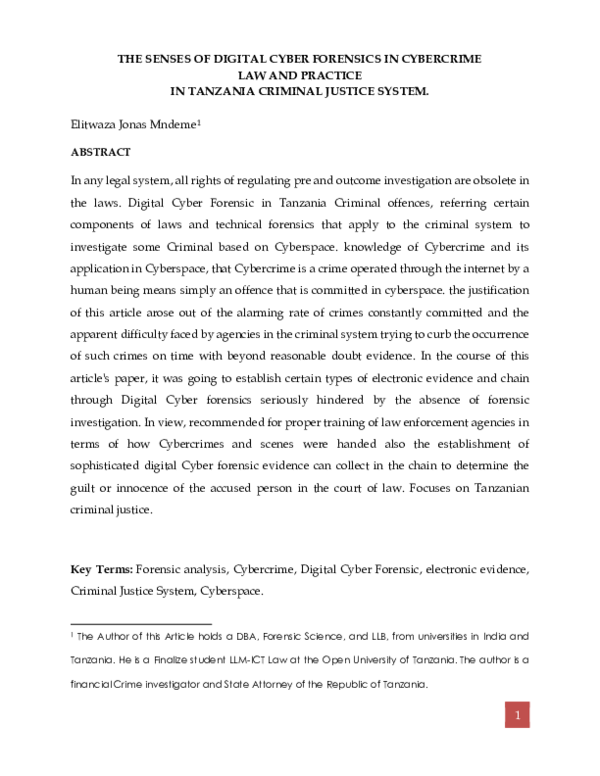(PDF) THE SENSES OF DIGITAL CYBER FORENSICS IN CYBERCRIME LAW AND ...