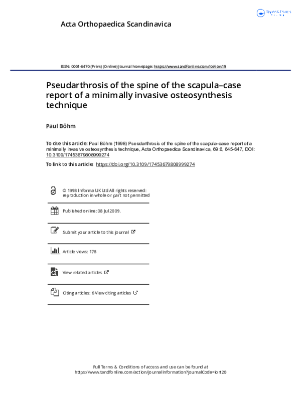 (PDF) Pseudarthrosis of the spine of the scapula–case report of a ...