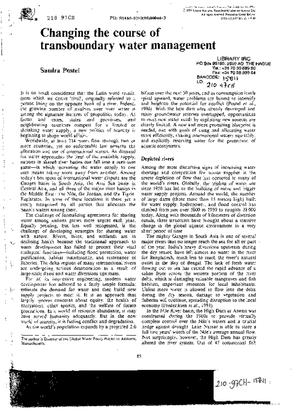 (PDF) Changing the course of transboundary water management