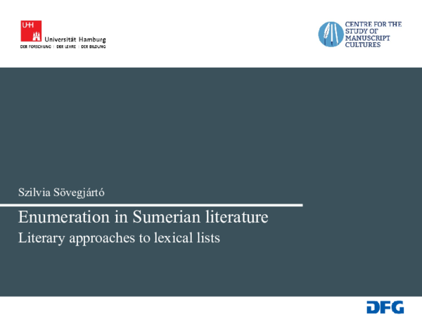 (PPT) Enumeration in Sumerian Literature. Literary approaches to ...