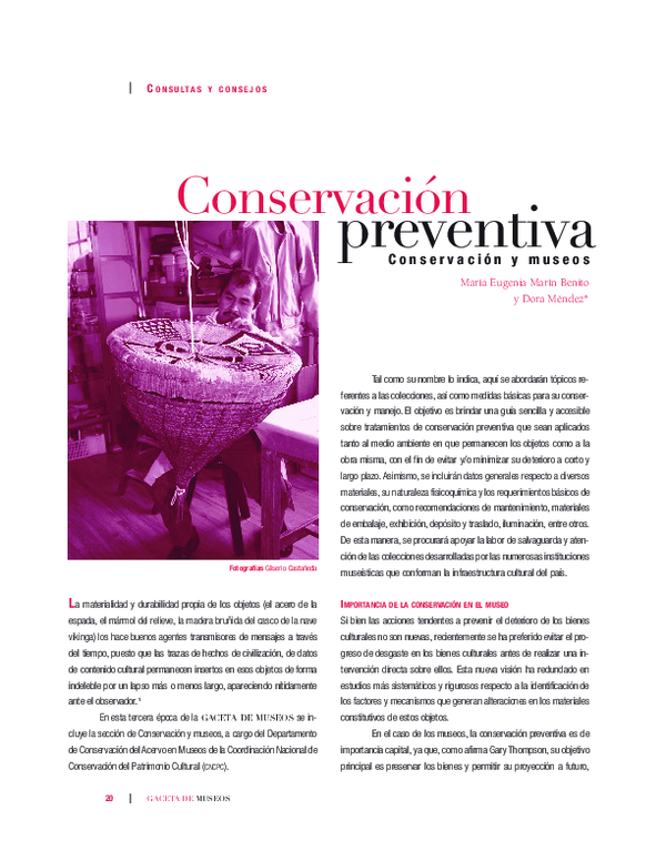 (PDF) Conservación preventiva Conservación y museos