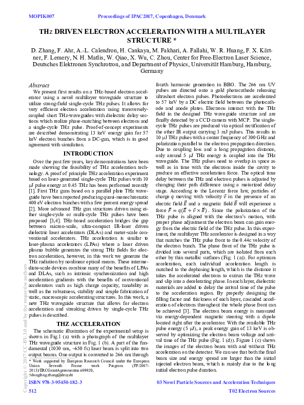 (PDF) THz Driven Electron Acceleration with a Multilayer Structure