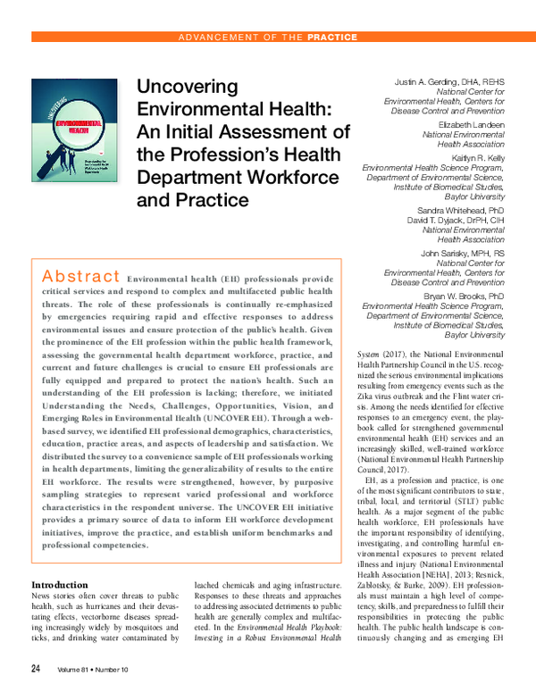 (PDF) Uncovering Environmental Health: An Initial Assessment of the ...