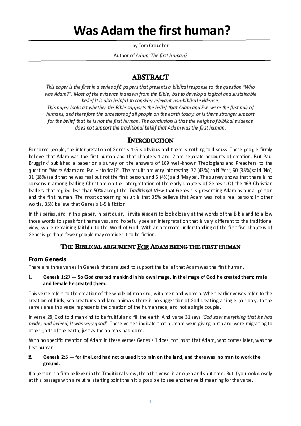 (PDF) Was Adam the first human