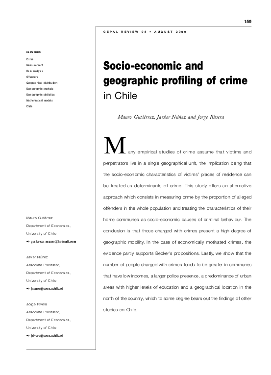 (PDF) Socio-economic and geographic profiling of crime in Chile