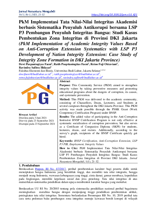 (PDF) PkM Implementasi Tata Nilai-Nilai Integritas Akademisi berbasis ...