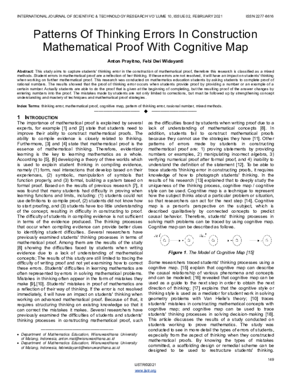 (PDF) Patterns Of Thinking Errors In Construction Mathematical Proof ...